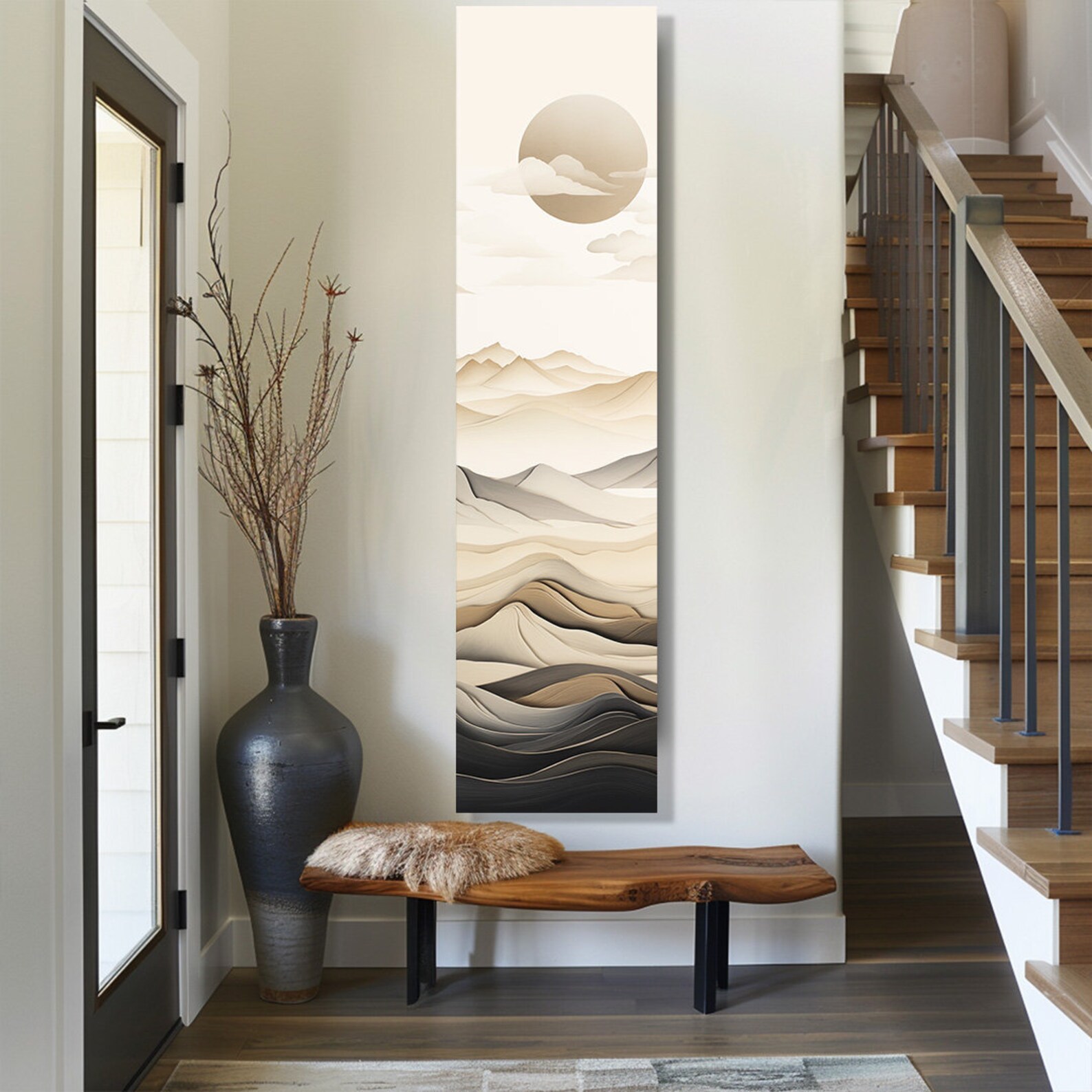 Narrow Wall Art, Tall and Thin Canvas Wall Art, Japandi Wall Art ...