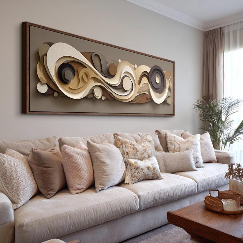 Wide Abstract Horizontal Wall Art, Modern Long Narrow Horizontal ...