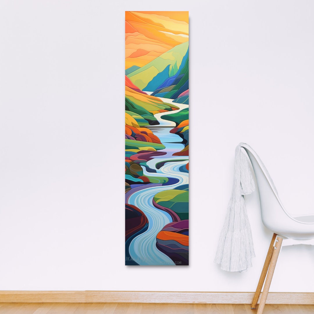 Long Narrow Wall Art, Tall and Thin Canvas Wall Art, River Wall Art ...