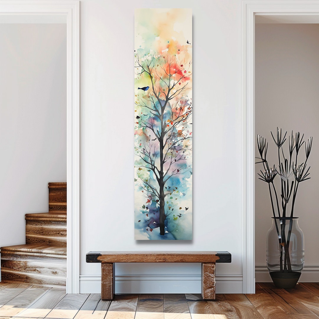 Long Narrow Wall Art, Tall and Thin Canvas Wall Art, Tree Wall Art ...