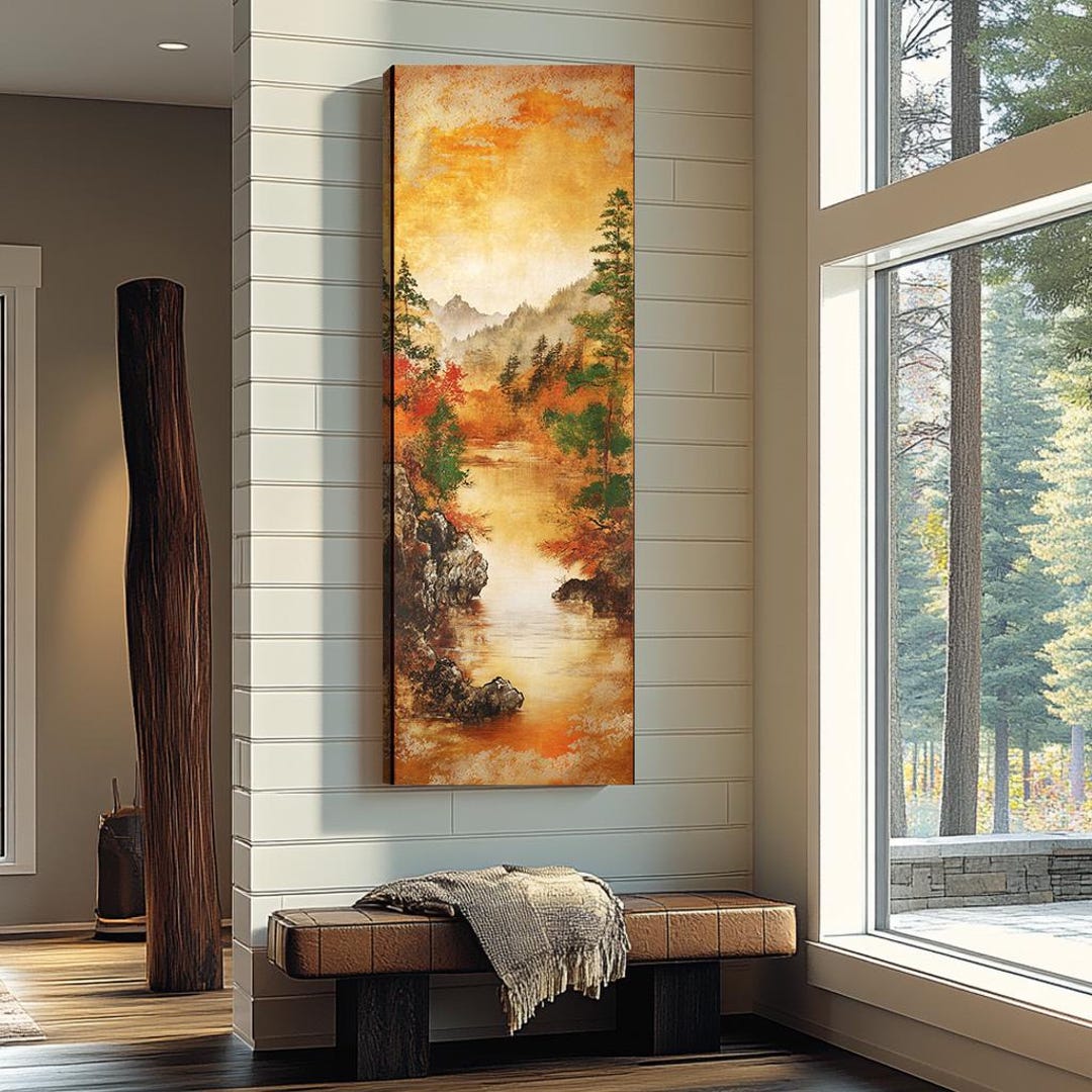 Tall and Thin Nature Wall Art, Long Vertical Modern Abstract Nature ...