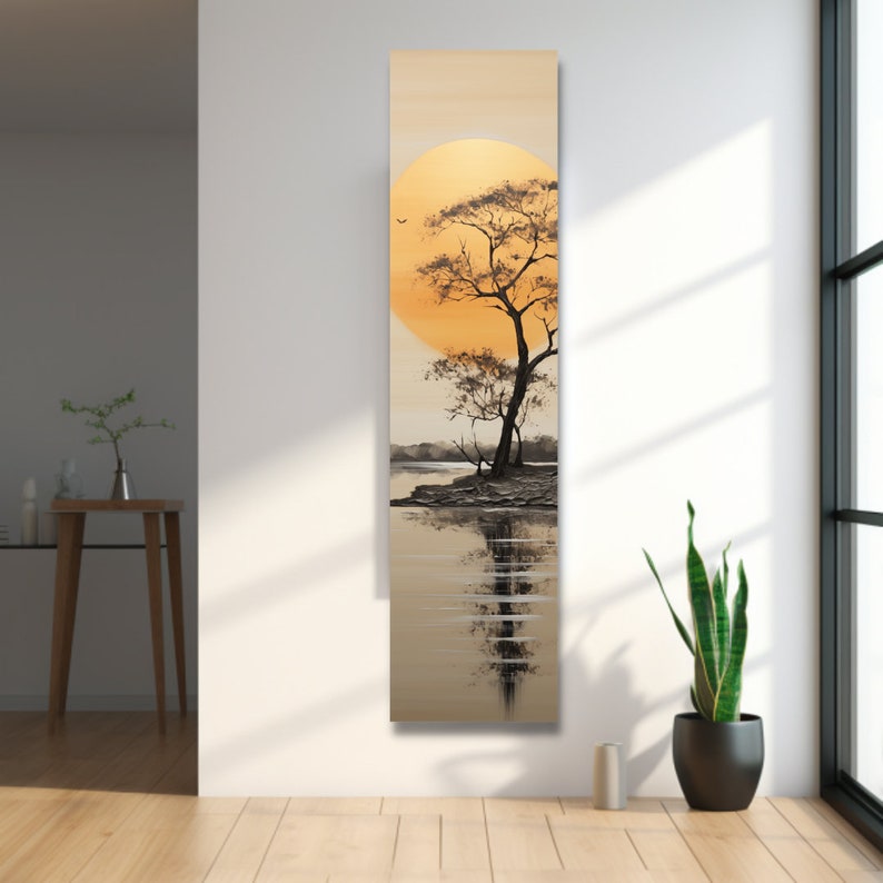 Narrow Wall Art, Tall and Thin Canvas Wall Art, Japandi Wall Art ...
