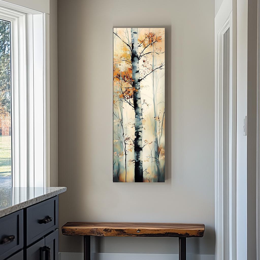 Tall Thin Birch Tree Wall Art, Long Vertical Nature Canvas Print for ...