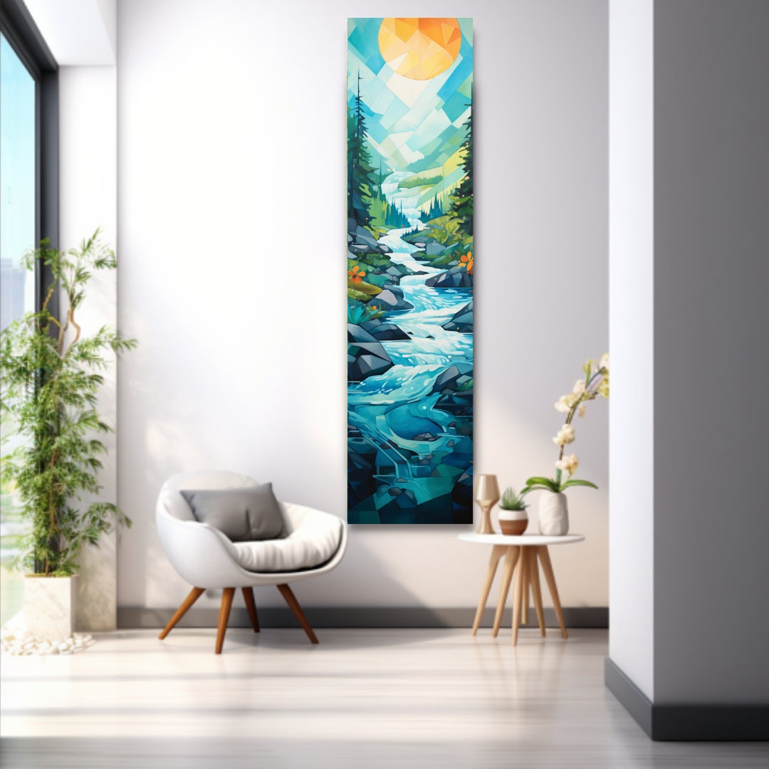 Long Narrow Wall Art, Tall and Thin Canvas Wall Art, River Wall Art ...