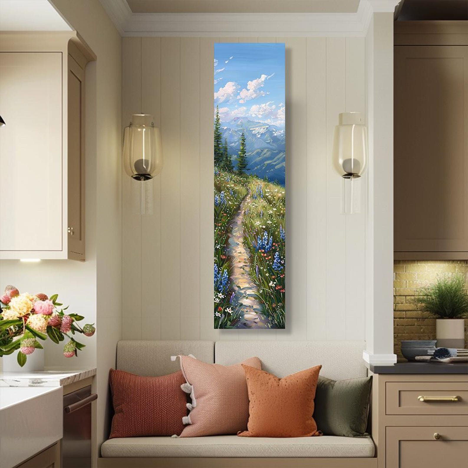 Long Narrow Wall Art, Tall and Thin Canvas Wall Art, Vintage Wall Art ...