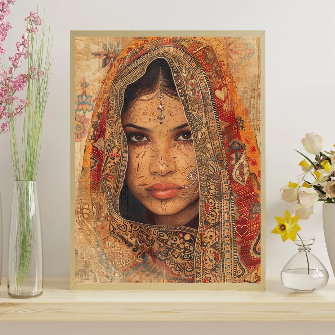 Desi Wall Art, Desi Wall Painting, Indian Woman Wall Art, Hindu Wall ...