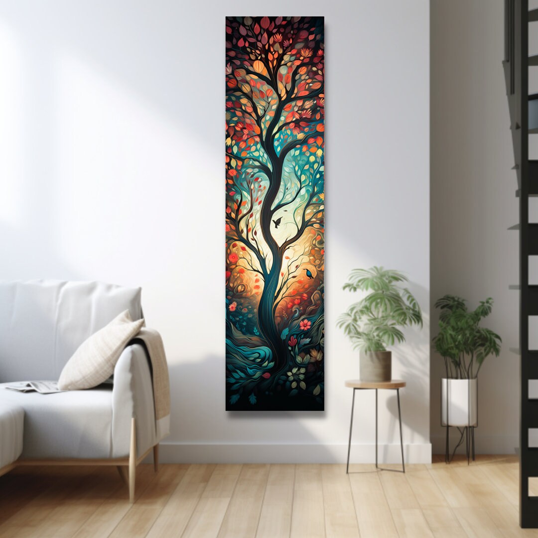 Long Narrow Wall Art, Tall Narrow Wall Art, Vertical Wall Art, Long ...