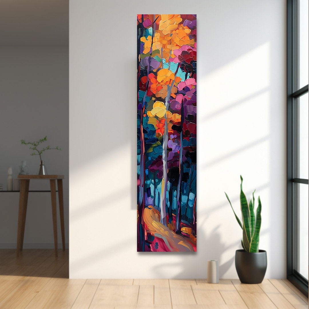 Long Narrow Wall Art, Tall Narrow Wall Art, Tree Wall Art, Vertical ...