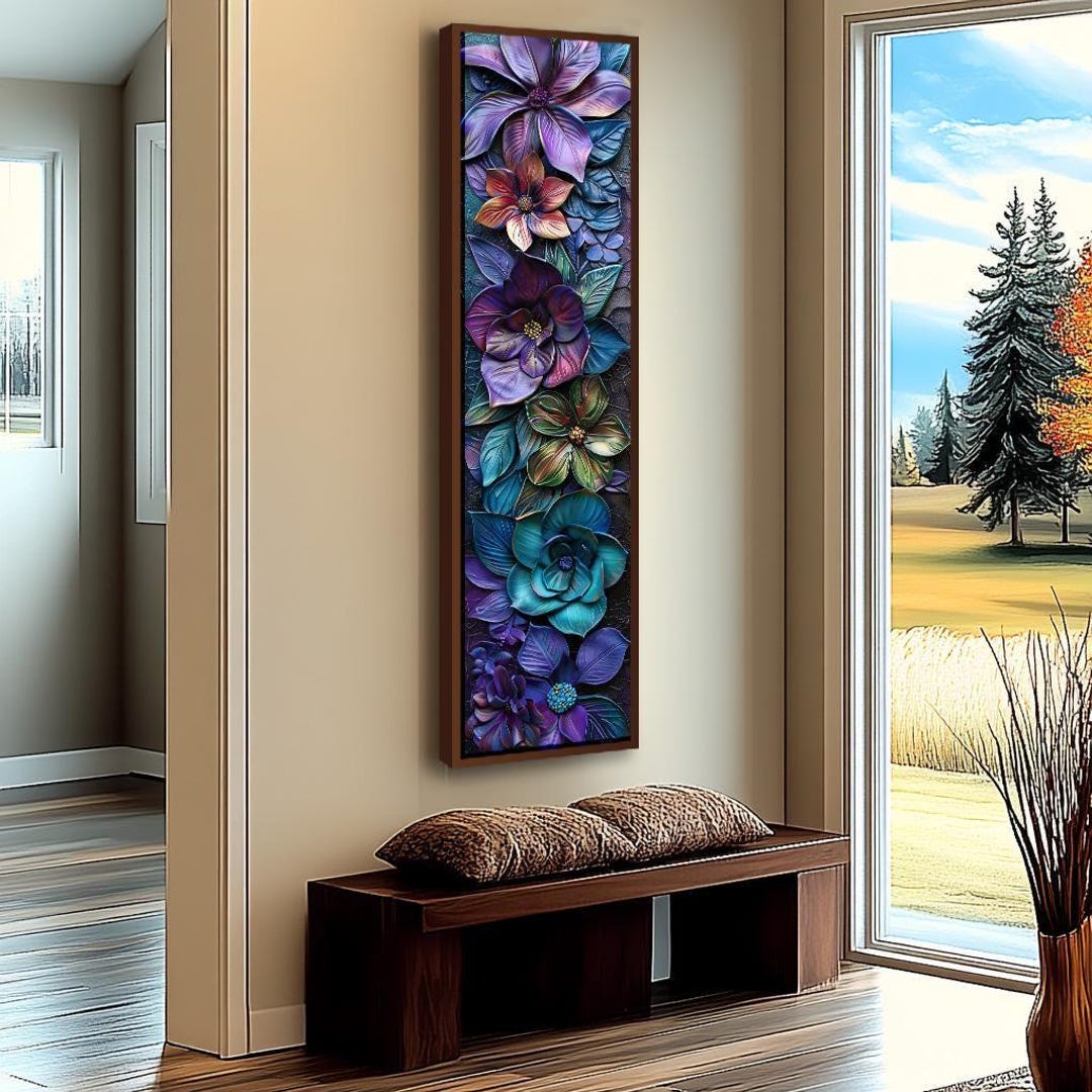 Long Narrow Wall Art, Tall Narrow Wall Art, Vertical Wall Art, Long ...