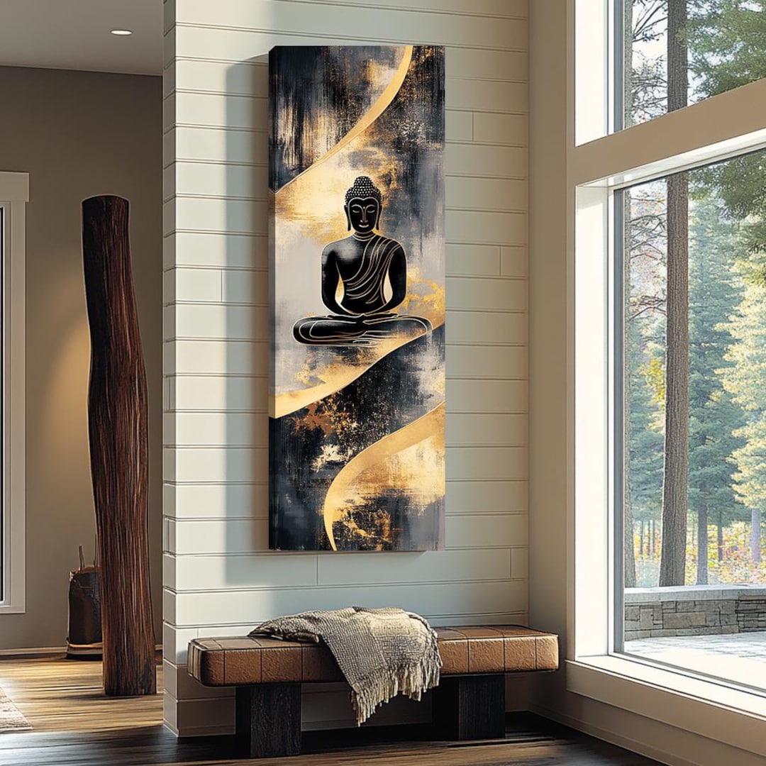 Long Narrow Buddha Wall Art, Tall Narrow Spiritual Artpiece, Long ...