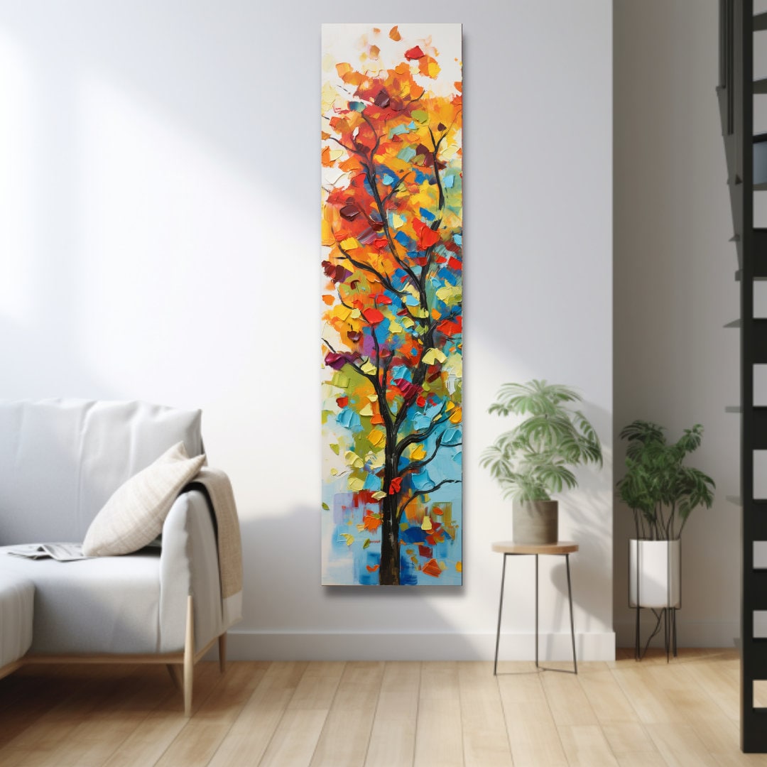 Long Narrow Wall Art, Tall and Thin Canvas Wall Art, Tree Wall Art ...
