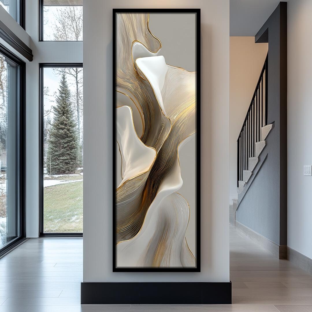 Tall Thin Modern Wall Art, Long Vertical Abstract Canvas Print for ...