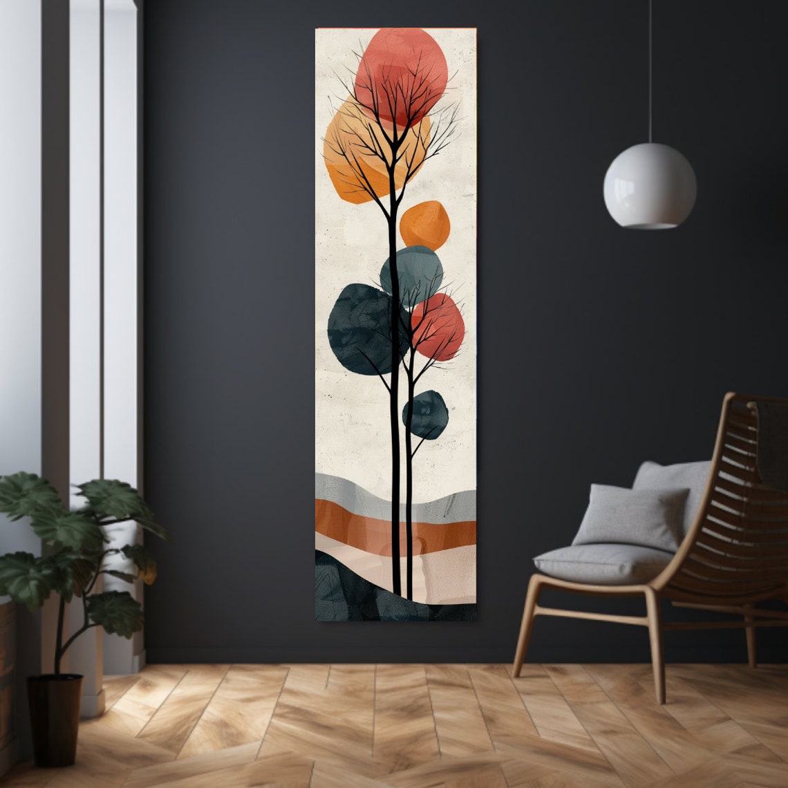 Long Narrow Wall Art, Tall Narrow Wall Art, Vertical Wall Art, Long ...