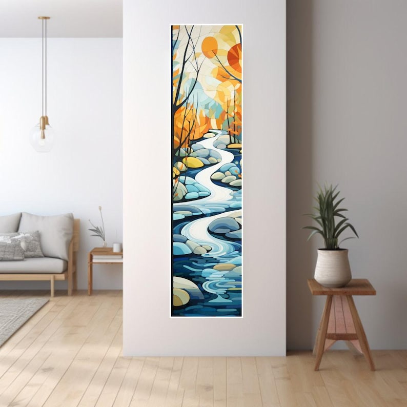 Long Narrow Wall Art, Tall and Thin Canvas Wall Art, River Wall Art ...