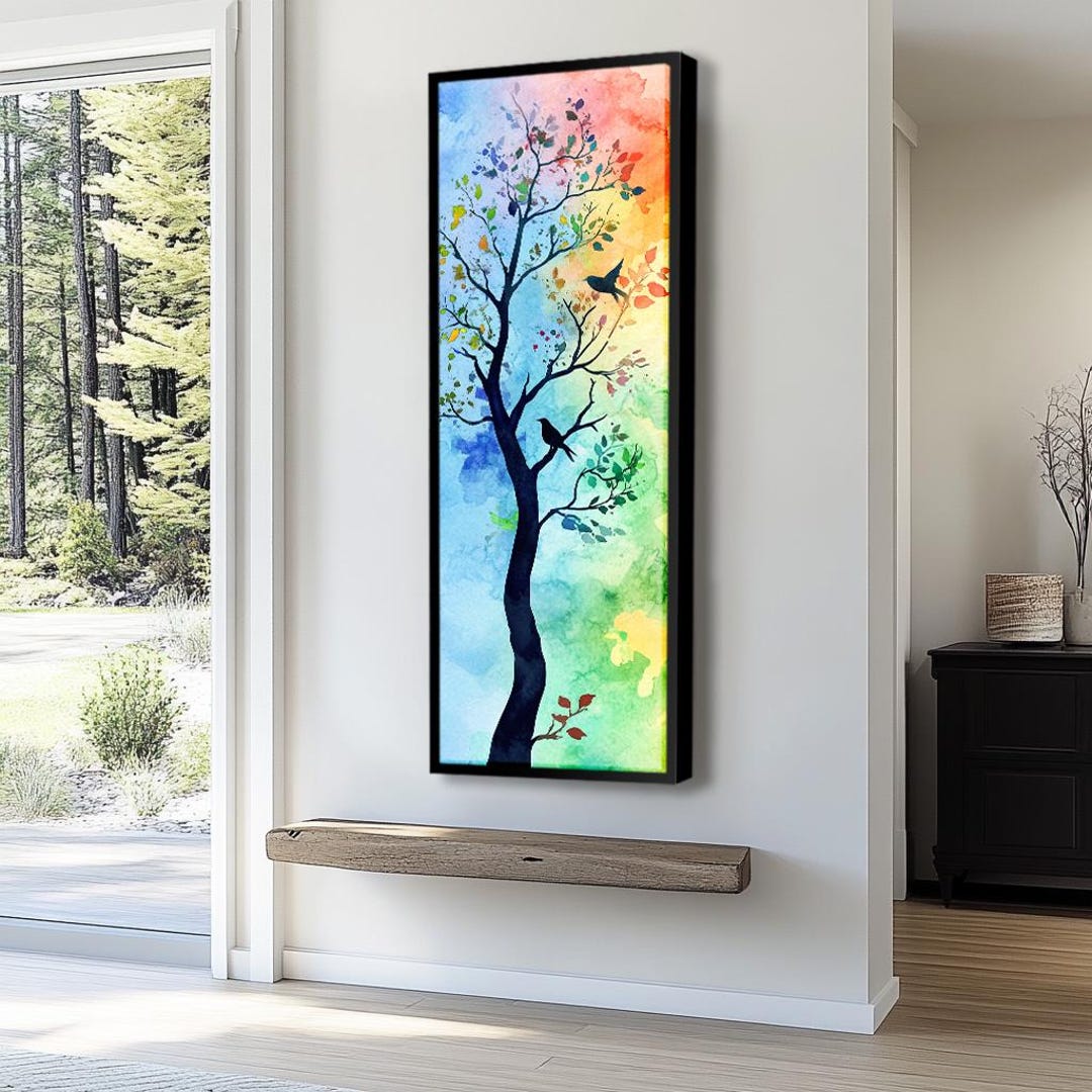 Tall and Thin Nature Wall Art, Long Vertical Modern Abstract Nature ...