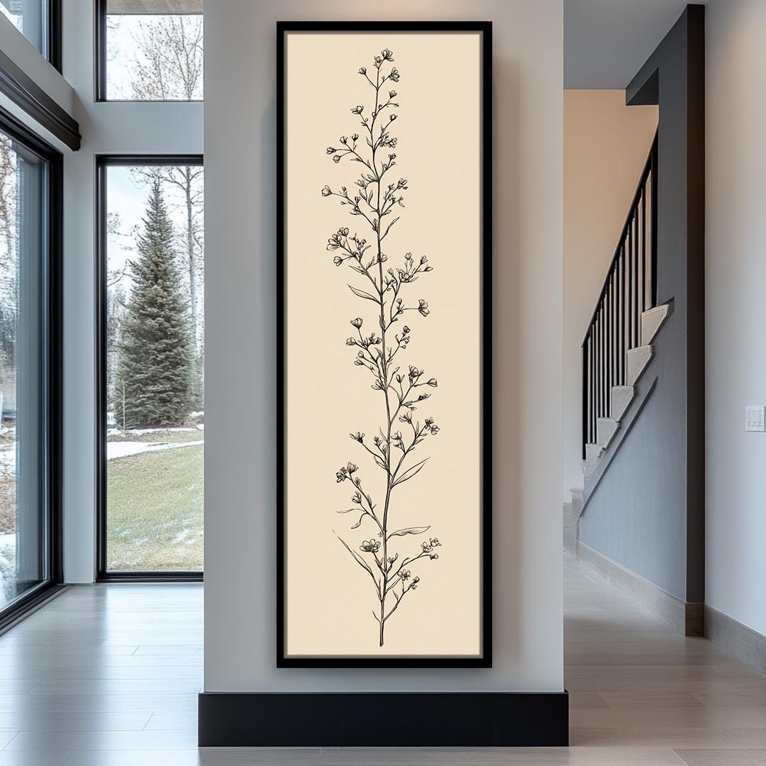 Tall Thin Modern Wall Art, Long Vertical Abstract Canvas Print for ...