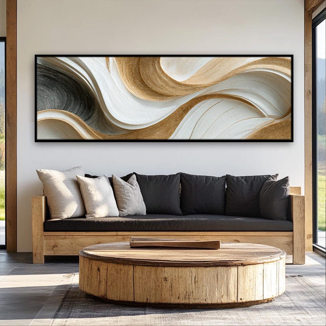Wide Horizontal Abstract Nature Wall Art, Modern Abstract Art, Narrow ...