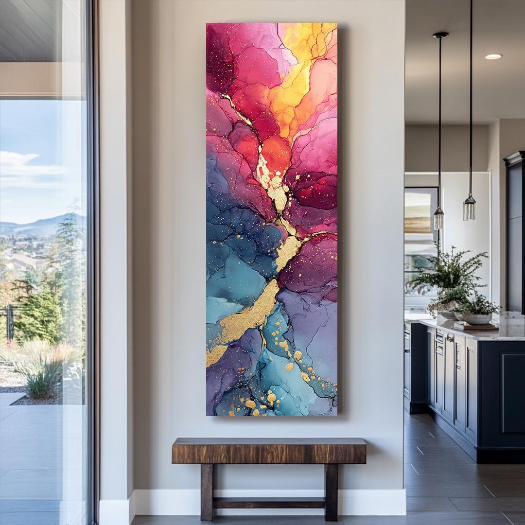 Tall Narrow Modern Abstract Wall Art, Long Vertical Abstract Print for ...