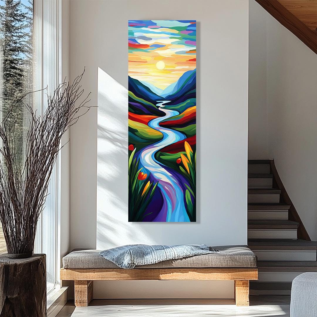 Tall and Thin Nature Wall Art- Long Vertical Modern Nature Canvas Print ...