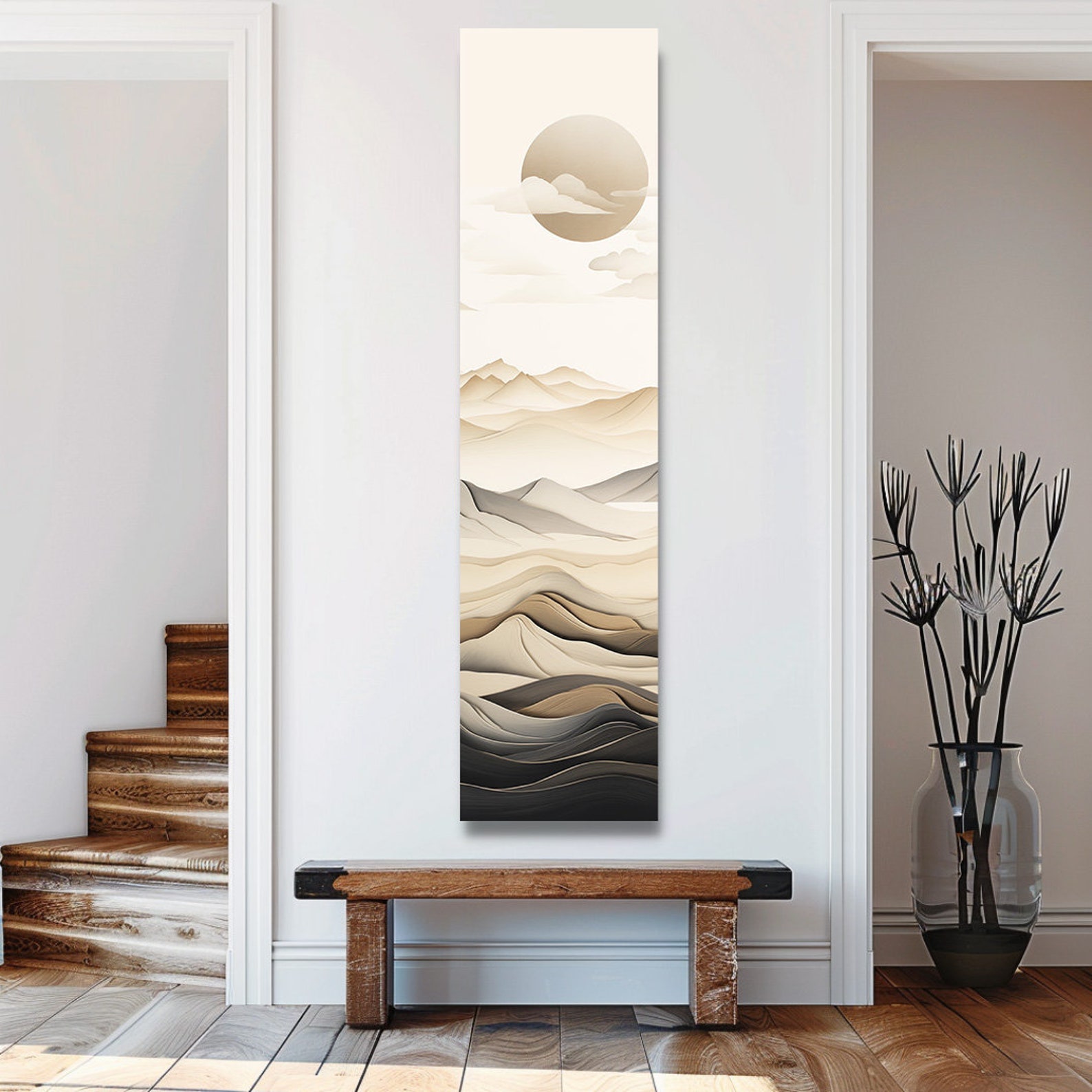 Narrow Wall Art, Tall and Thin Canvas Wall Art, Japandi Wall Art ...
