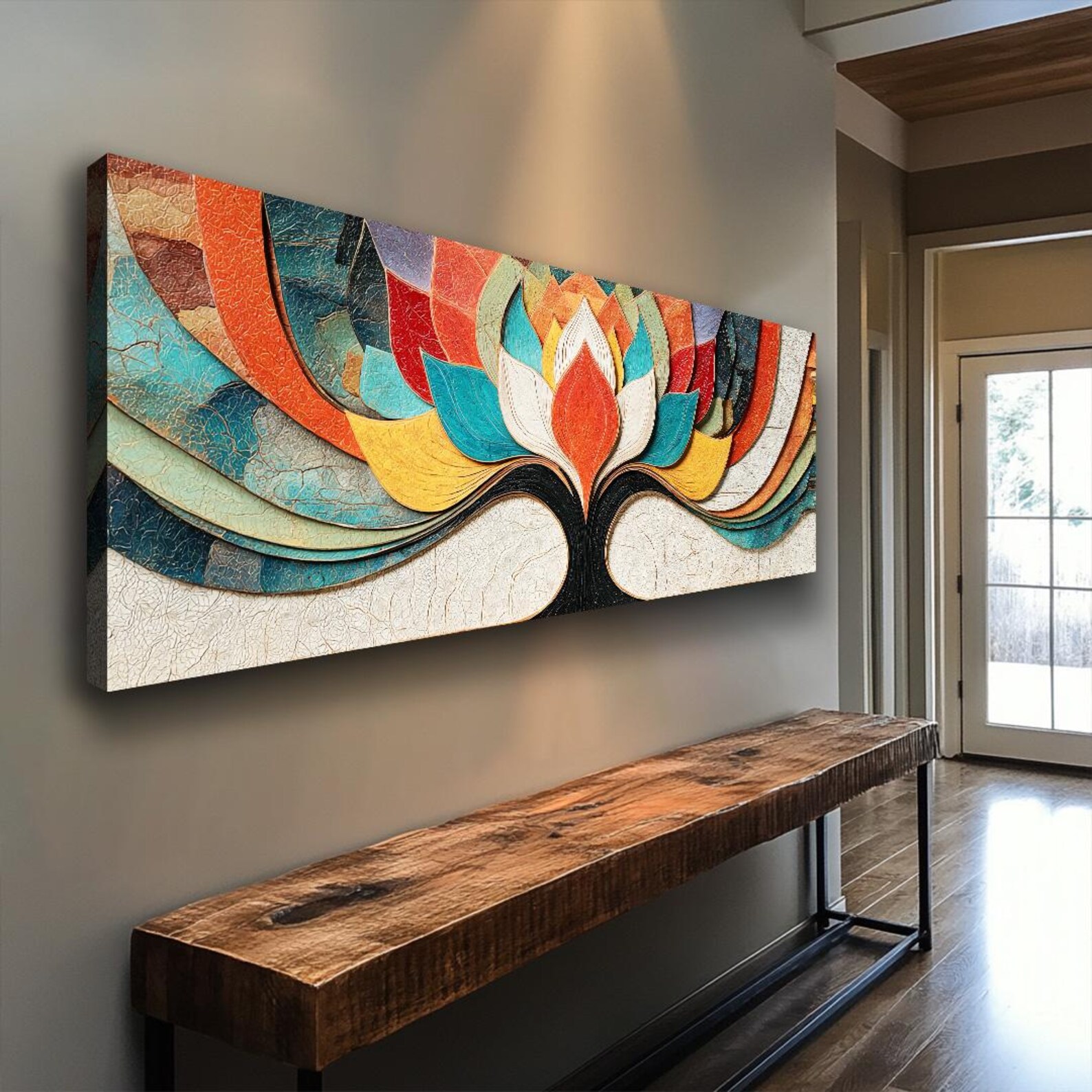 Narrow Horizontal Abstract Wall Art Abstract Modern Art, Wide ...