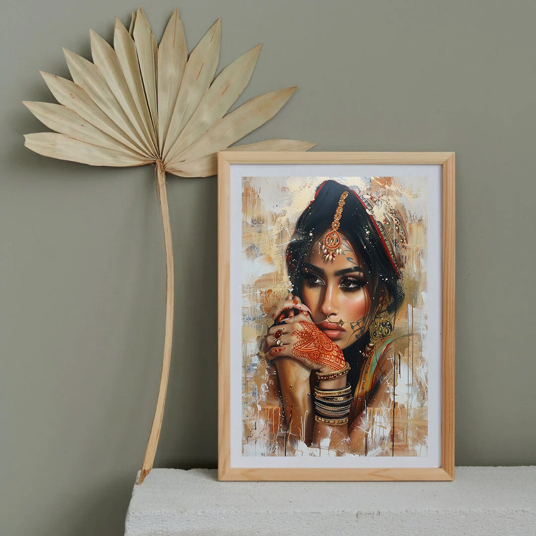 Desi Wall Art, Desi Wall Painting, Indian Woman Wall Art, Hindu Wall ...