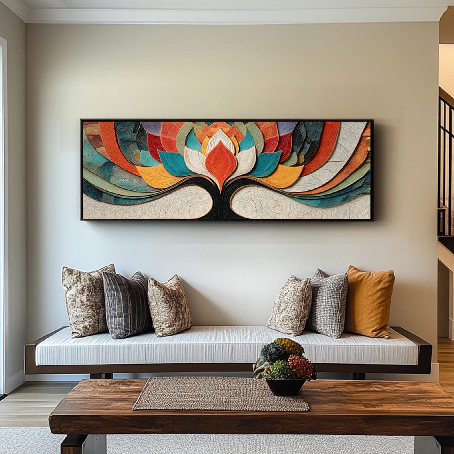 Narrow Horizontal Abstract Wall Art Abstract Modern Art, Wide ...