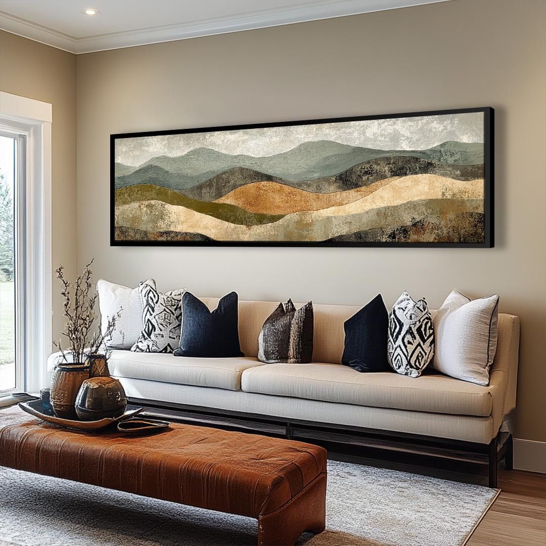 Abstract Mountainscape Horizontal Canvas Art: Long Narrow Wall Decor - Etsy