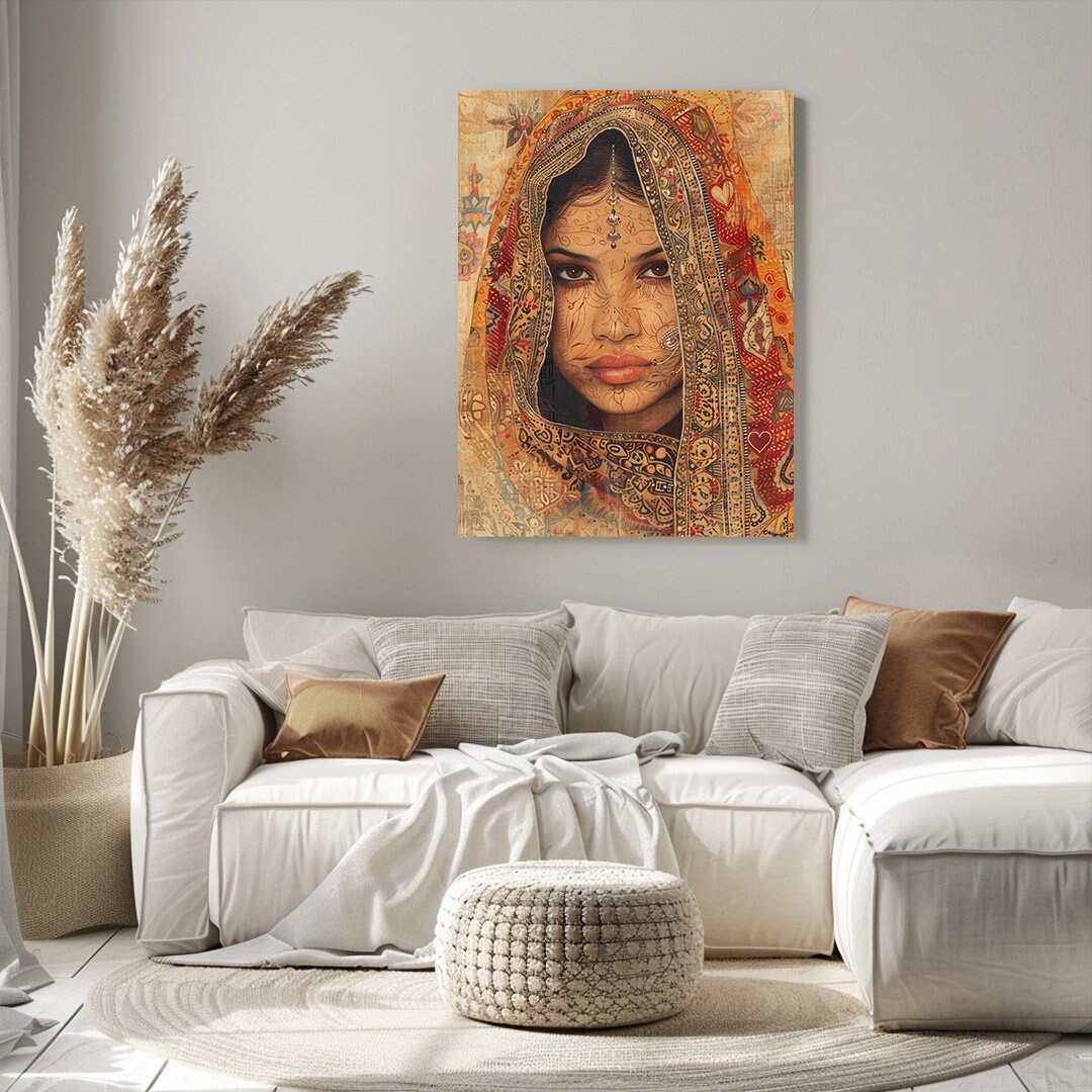 Desi Wall Art, Desi Wall Painting, Indian Woman Wall Art, Hindu Wall ...