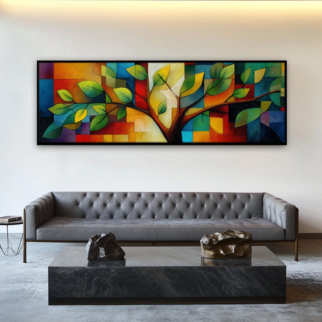 Narrow Horizontal Abstract Wall Art Abstract Modern Art, Wide ...