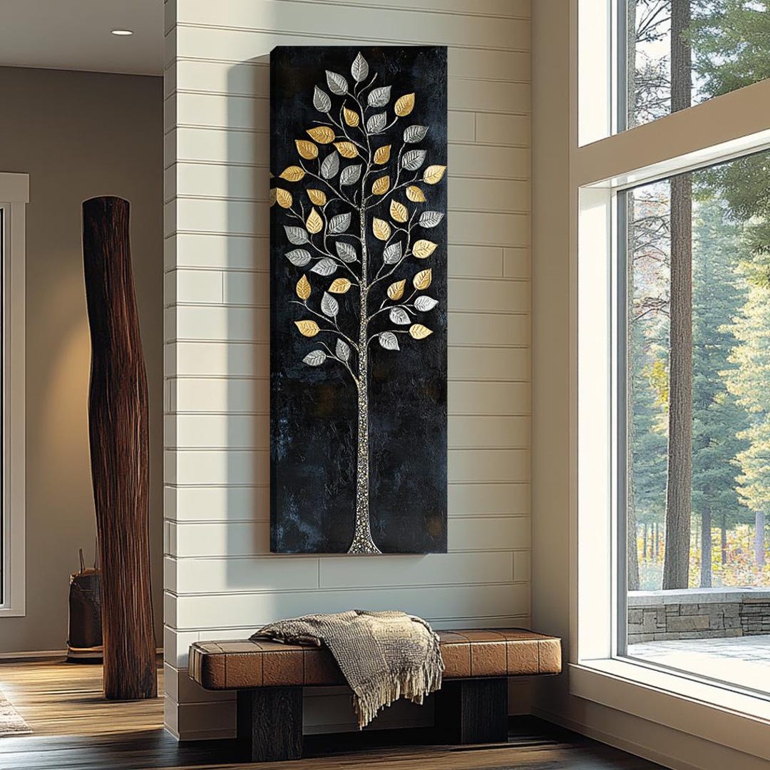 Tall Thin Modern Wall Art, Long Vertical Abstract Canvas Print for ...