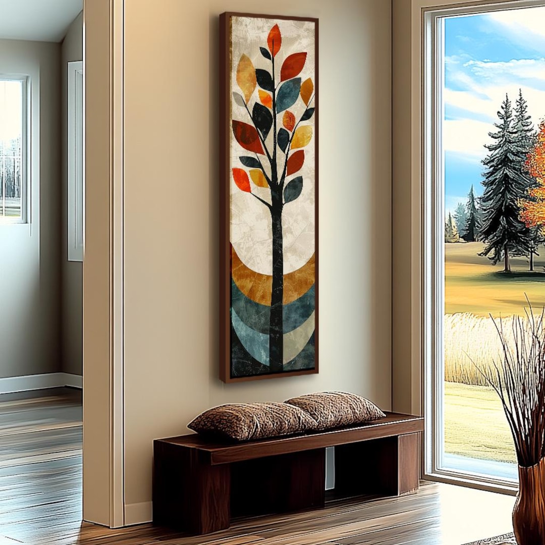 Long Narrow Wall Art, Tall Narrow Wall Art, Vertical Wall Art, Long ...