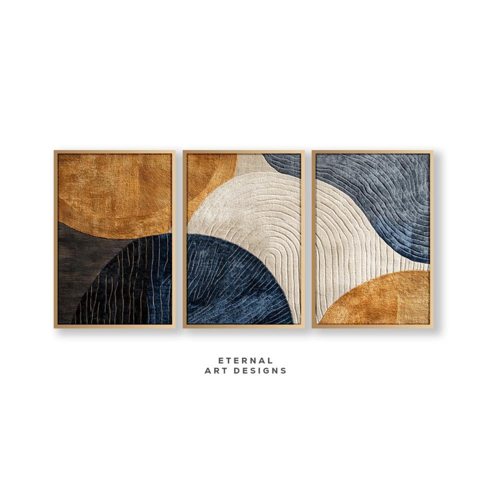 Japandi Triptych Art Set, Large 3 Piece Abstract Wall Decor, Modern ...