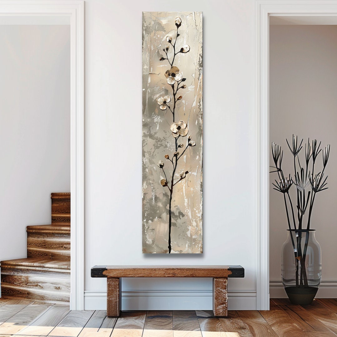 Long Narrow Wall Art, Tall Narrow Wall Art, Vertical Wall Art, Long ...