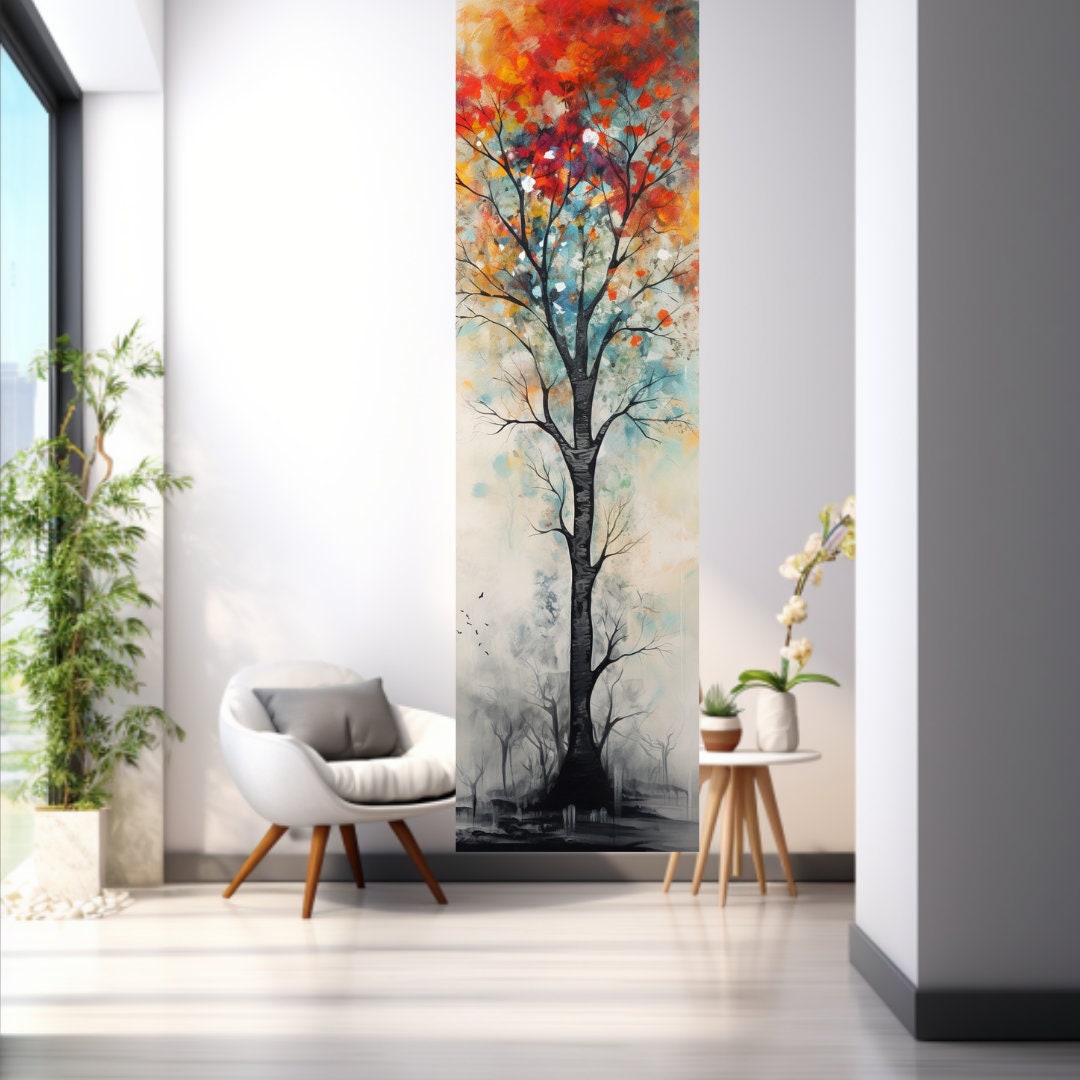 Long Narrow Wall Art Tall and Thin Canvas Wall Art Tree Wall - Etsy