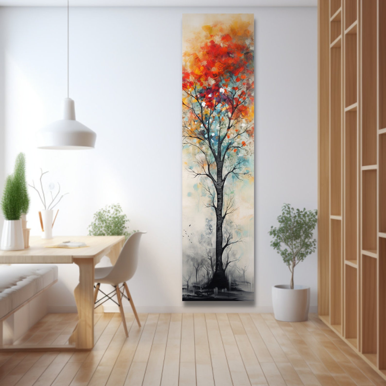 Long Narrow Wall Art Tall and Thin Canvas Wall Art Tree Wall - Etsy
