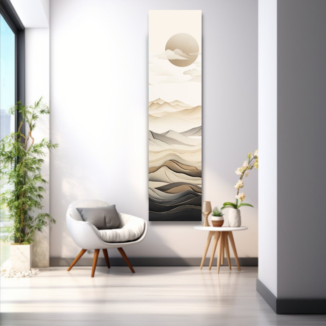 Narrow Wall Art, Tall and Thin Canvas Wall Art, Japandi Wall Art ...