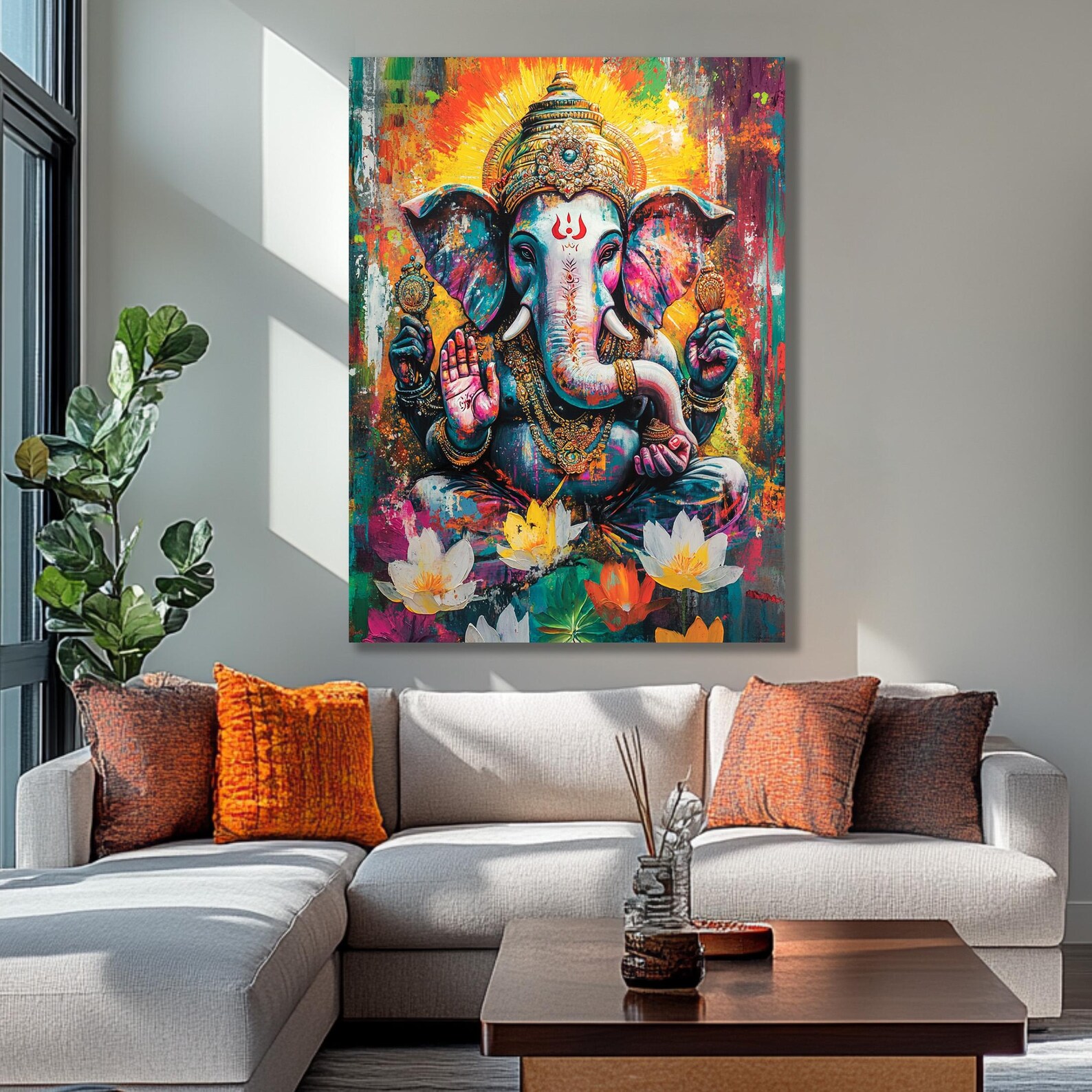 Lord Ganesha Wall Art , Hindu God Lord Ganesha Canvas Art, Ganesha ...