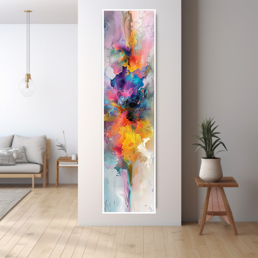 Long Narrow Wall Art, Tall Narrow Wall Art, Vertical Wall Art, Long ...
