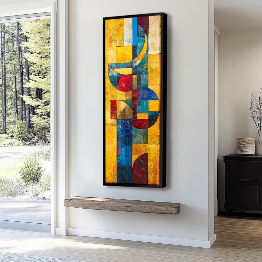 Tall Thin Modern Abstract Wall Art, Long Vertical Abstract Canvas Print ...