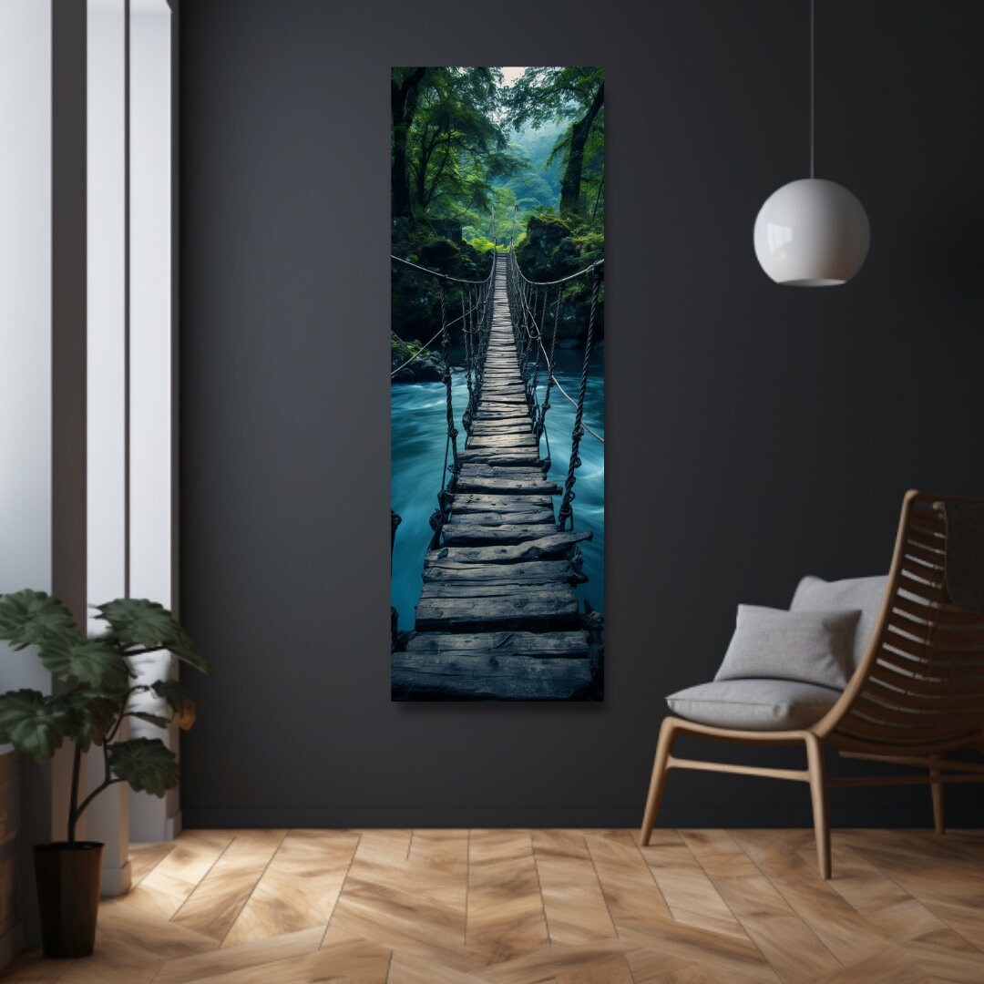 Long Narrow Wall Art, Tall and Thin Canvas Wall Art, River Wall Art ...