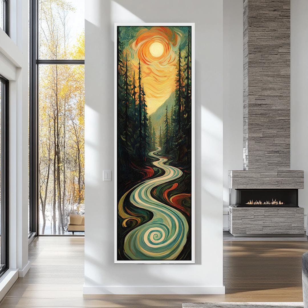 Tall Thin Abstract Nature Wall Art, Long Vertical Abstract Canvas Print ...
