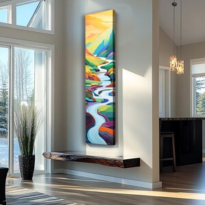 Long Narrow Wall Art, Tall and Thin Canvas Wall Art, River Wall Art ...