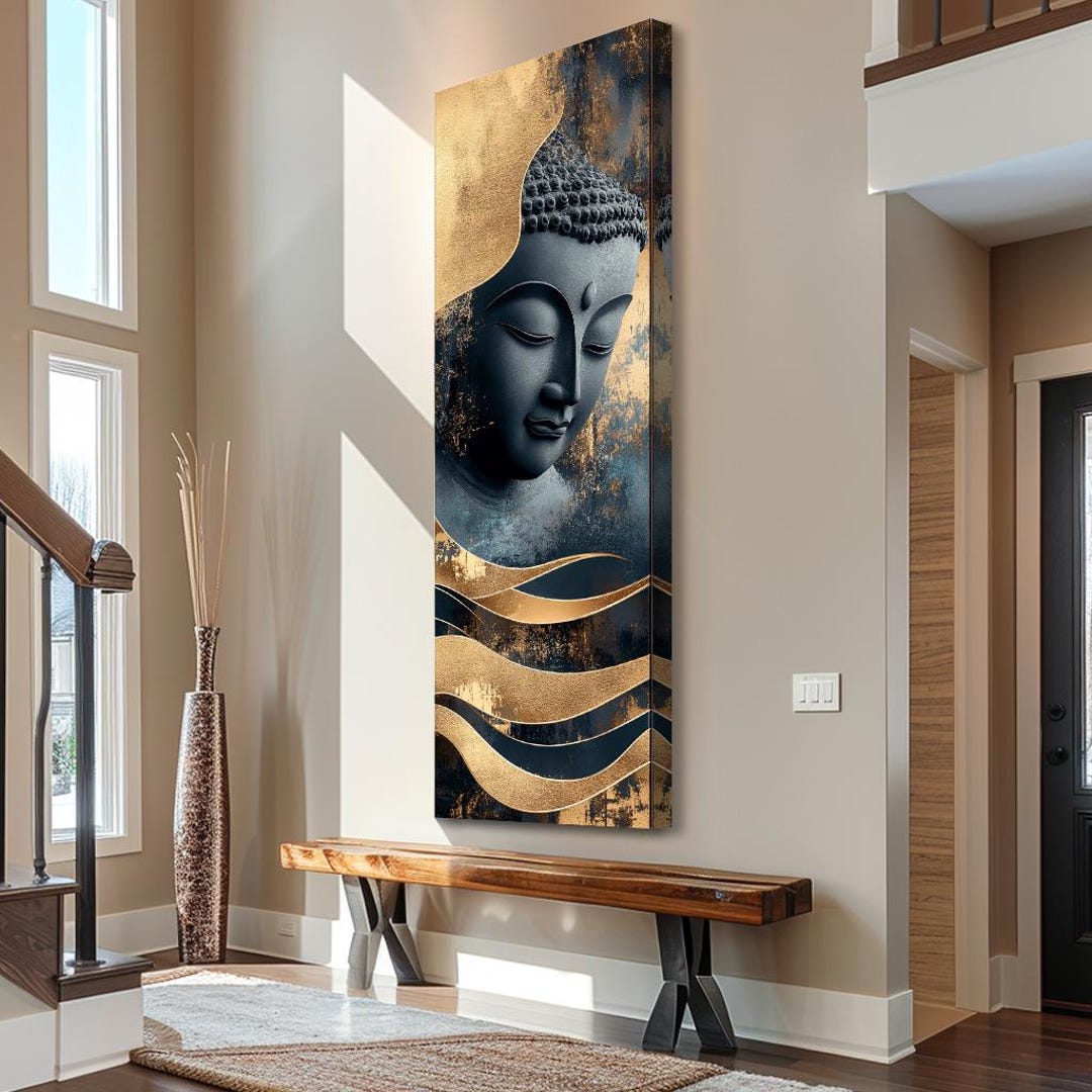 Long Narrow Buddha Wall Art, Tall and Thin Canvas Wall Art, Buddha Wall ...