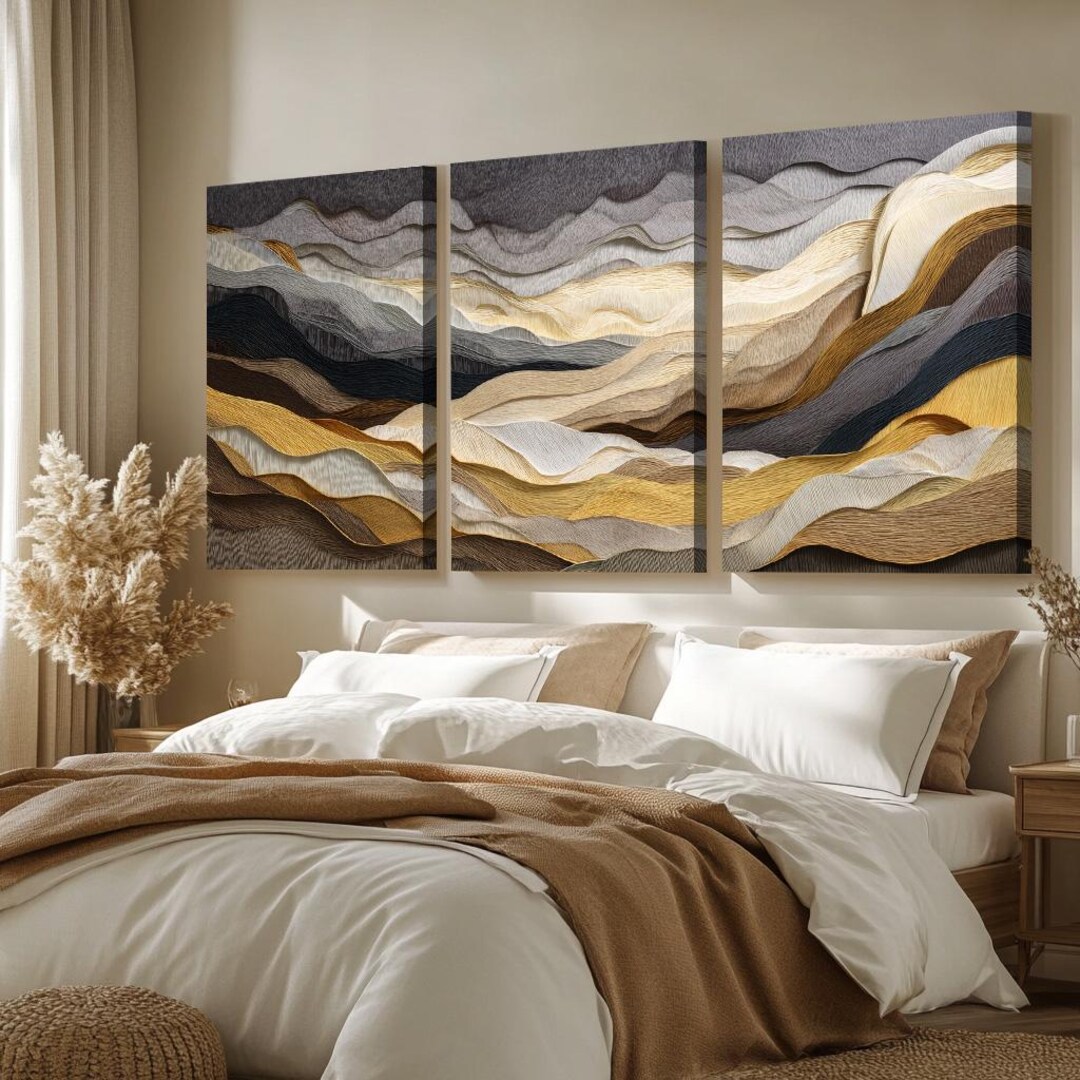 3 Piece Floral Abstract Artpiece, Abstract Triptych Art, Modern Set of ...
