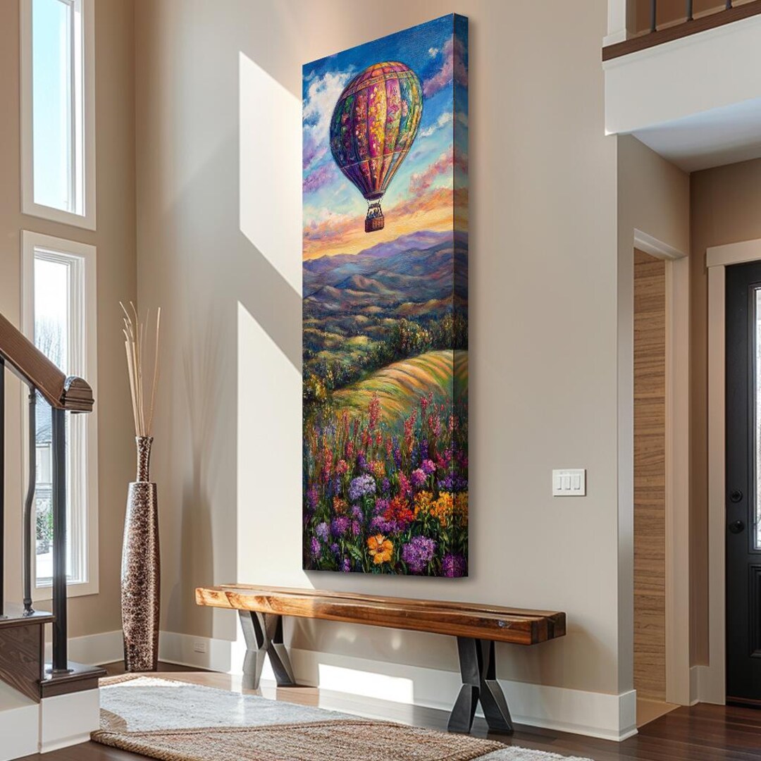 Tall Thin Modern Wall Art, Long Vertical Abstract Canvas Print for ...