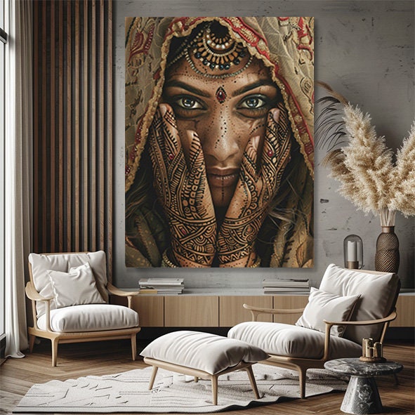 Desi Wall Art, Desi Wall Painting, Indian Woman Wall Art, Hindu Wall ...