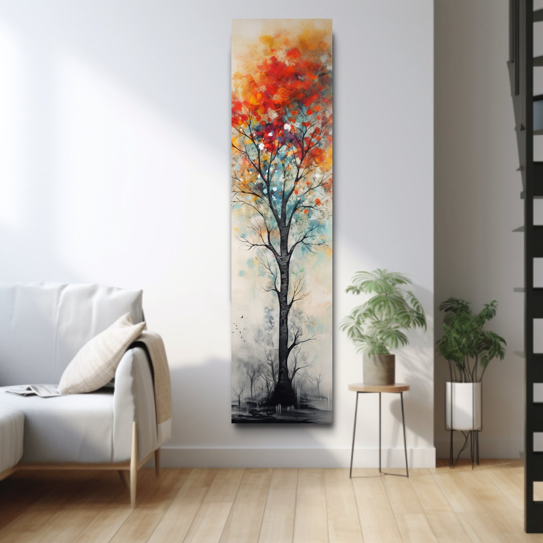 Long Narrow Wall Art Tall and Thin Canvas Wall Art Tree Wall - Etsy