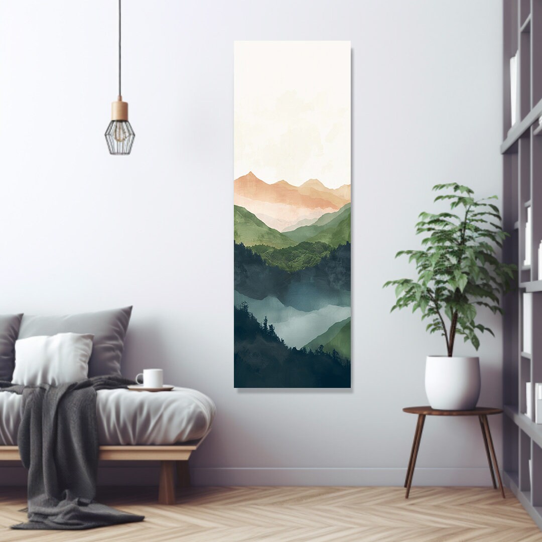 Long Narrow Wall Art, Tall Narrow Wall Art, Vertical Wall Art, Long ...