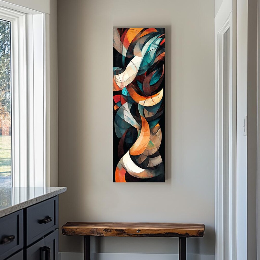 Long Narrow Wall Art, Tall Narrow Wall Art, Abstract Wall Art, Vertical ...
